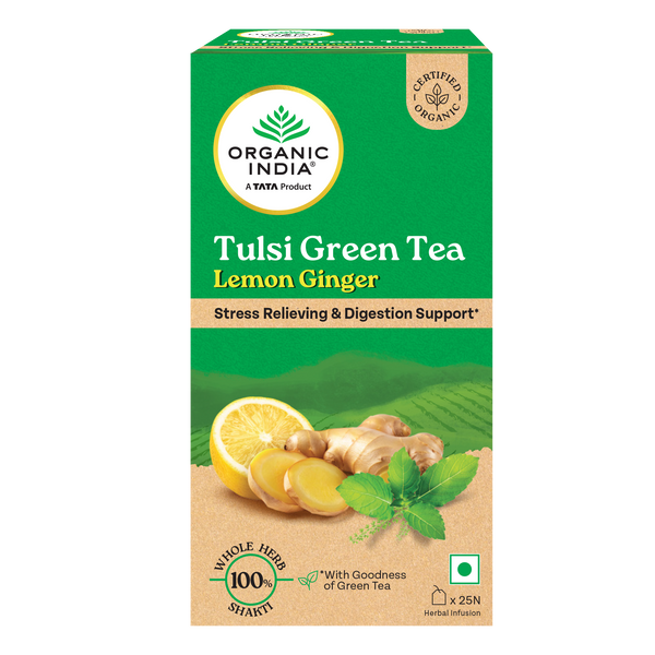 Tulsi Lemon Ginger Green Tea 25 lb – Organic India