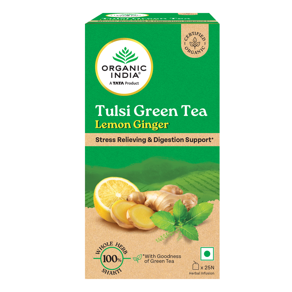 Tulsi Lemon Ginger Green Tea 25 lb – Organic India