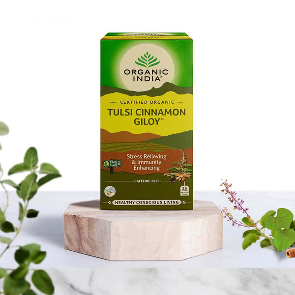 Tulsi Cinnamon Giloy herbal Green Tea – Organic India