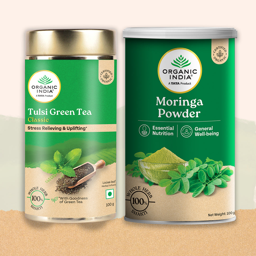 Combo Green Tea Classic 100g & Moringa Powder – Organic India