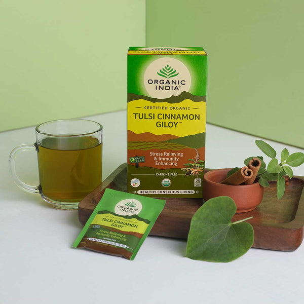 Tulsi Cinnamon Giloy herbal Tea – Organic India